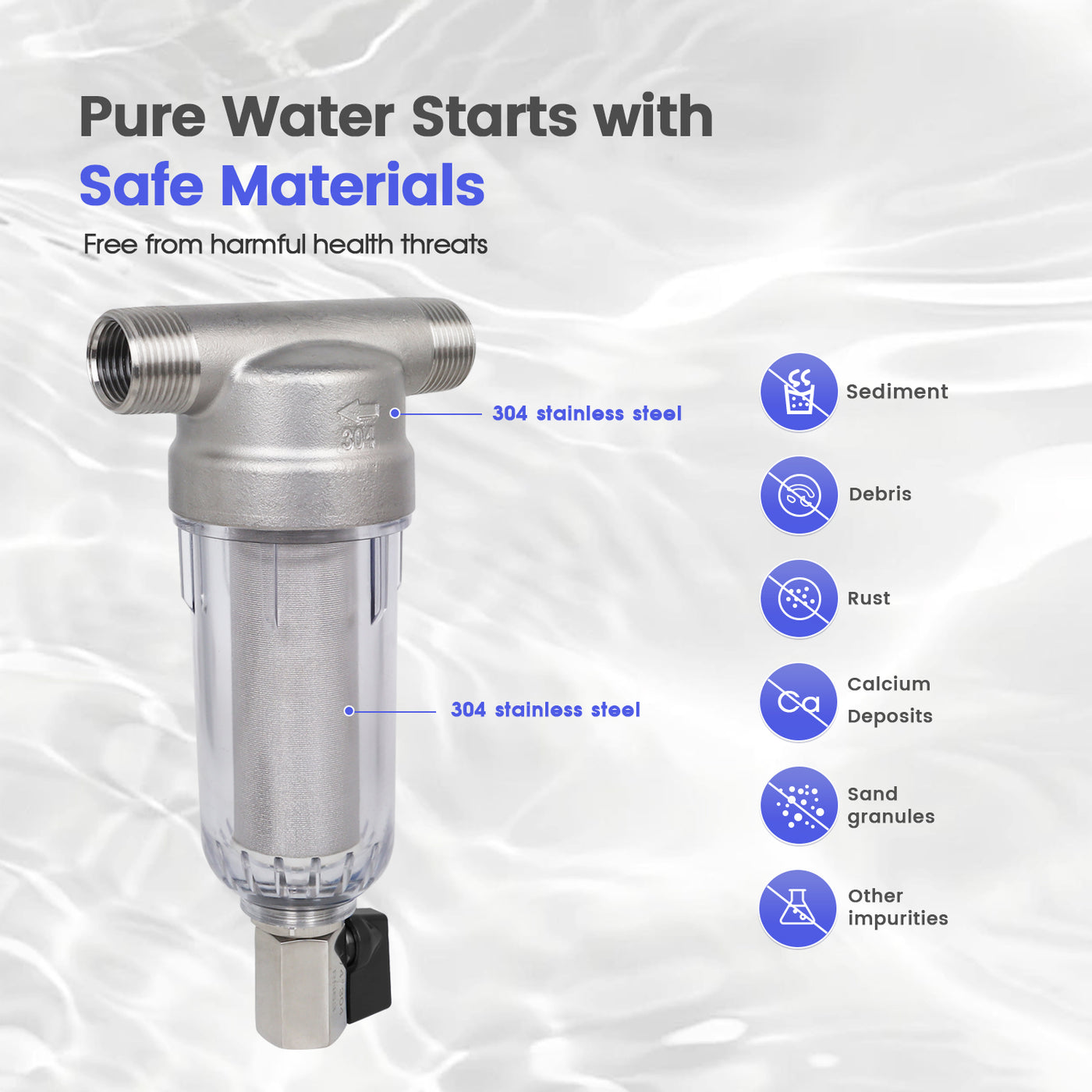 Amwater Spin Down Sediment Filter | 40 Micron Stainless Steel Filter